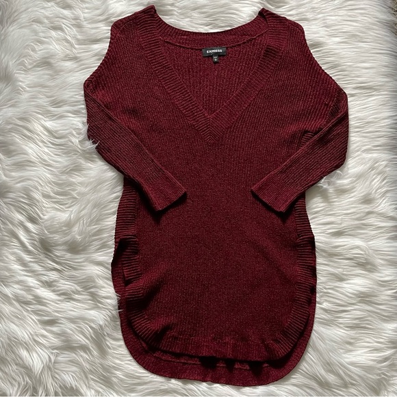 Express | Sweaters | Express Long Knit Sweater With Side Slit Detail ...